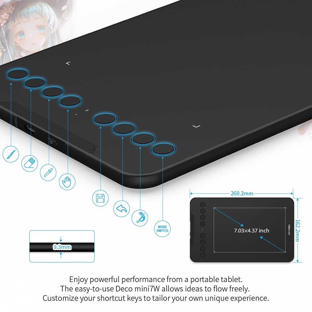 XP-PEN StarG640 6x4 Inch Drawing Tablet & XP-PEN Deco Mini7W Graphics Tablet 7 x 4.37 Inch