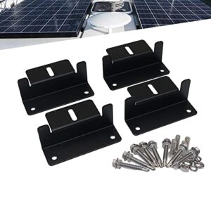 solar panel mounting bracket aluminum solar panel z brackets roof solar panel bracket for rv, boat, wall, caravans, yacht and other off gird installation, set of 4 units, black