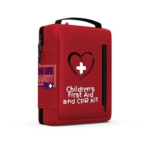 portable first aid and cpr kit for children - ideal for home, car, school, camping, and travel. latex-free bandages – custom first aid guide by the life safety pro