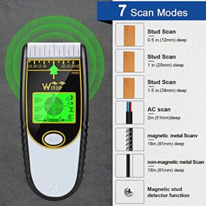 Magnetic Stud Finder WITOP 7 in 1 Multifunctional Electronic Wall Scanner for Wood Beam Center Bracket Metal and AC Wire Line Detector with Battery and HD LCD Display Detection Stud Sensor