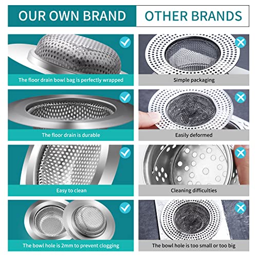 2 Pack Kitchen Sink Strainer,4.5" Stainless Steel Sink Strainers for Kitchen Sink,Food Catcher for Most Sink Drains Kitchen Sink Basket Strainer Steel Sink Filter