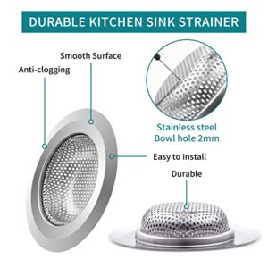 2 Pack Kitchen Sink Strainer,4.5" Stainless Steel Sink Strainers for Kitchen Sink,Food Catcher for Most Sink Drains Kitchen Sink Basket Strainer Steel Sink Filter