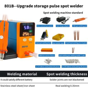 RCBDBSM Industrial Energy Storage Battery Welding Machine 801B Battery Spot Welder 11.6 KW Mini Portable Spot Welding Equipment for 18650, 21700 Lithium Battery Pack Building