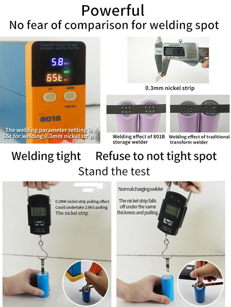 RCBDBSM Industrial Energy Storage Battery Welding Machine 801B Battery Spot Welder 11.6 KW Mini Portable Spot Welding Equipment for 18650, 21700 Lithium Battery Pack Building