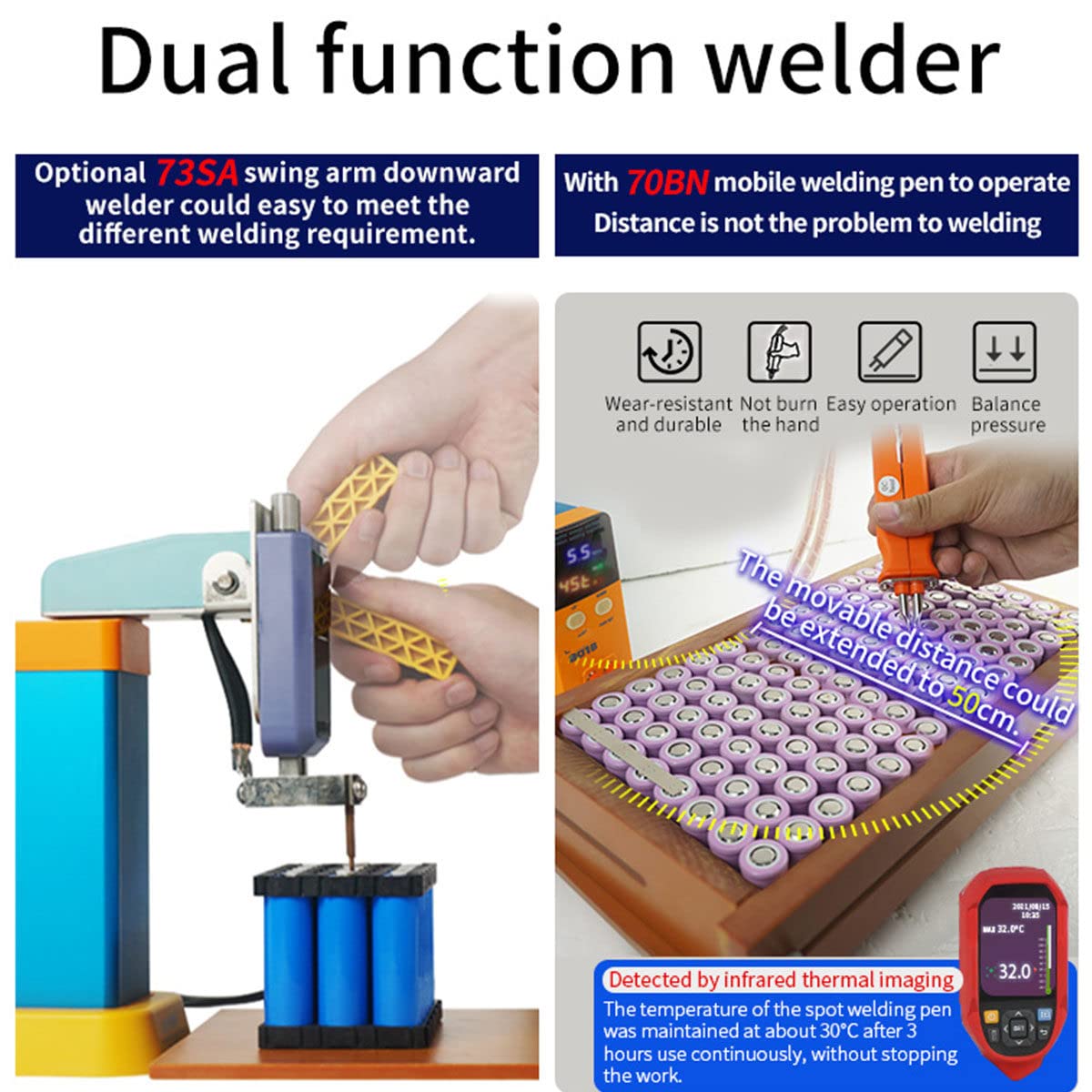 RCBDBSM Industrial Energy Storage Battery Welding Machine 801B Battery Spot Welder 11.6 KW Mini Portable Spot Welding Equipment for 18650, 21700 Lithium Battery Pack Building