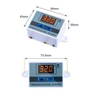 4 PCS XH-W3001 Thermostat Switch Digital LED Temperature Controller with Waterproof Probe Heating Cooling Electronic Programmable Thermostat DC12V 10A 120W Range from -50℃ to 110℃