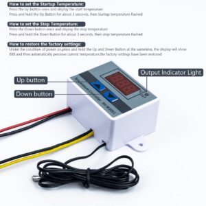 4 PCS XH-W3001 Thermostat Switch Digital LED Temperature Controller with Waterproof Probe Heating Cooling Electronic Programmable Thermostat DC12V 10A 120W Range from -50℃ to 110℃