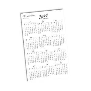 mini 2023 monday start calendar stickers for journals, planners, year-at-a-glance calendars (transparent matte)