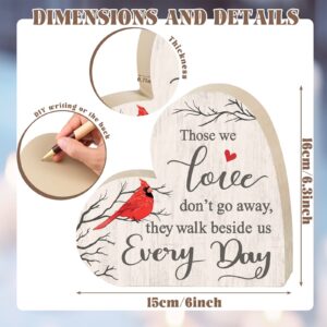 Sympathy Gift Memorial Heart Present for Loss of Loved One Wooden Remembrance Bereavement Gift Condolence Sign Loss of Father Mother Son Brother Decor 6.3 x 6 x 0.7 Inches (Cardinal Style)