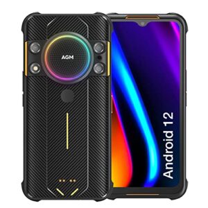 agm h5 rugged smartphone android 12, rugged phone unlocked dual sim 4g, 20mp night vision camera, 6.52" hd+ screen rugged cell phone 128gb rom 6gb ram, 109db speaker, 7000mah battery, ip68 waterproof