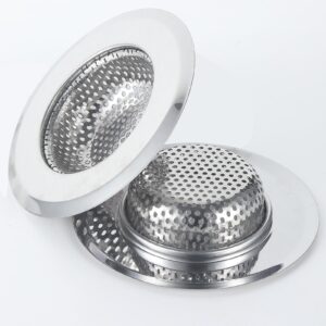 3 Pack Kitchen Sink Strainer Stopper Kit, Universal Silicone Drain Cover, Large Wide Rim 4.5" Stainless Steel Sink Drain Strainer, Food Catcher for Kitchen Sink