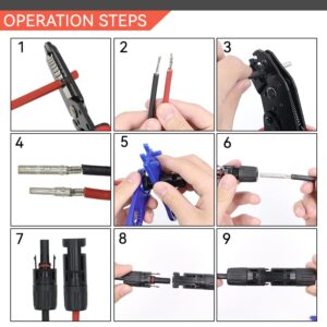 HKS Solar PV Panel Crimping Tool Kit with Crimper Stripper and 8 Pairs Solar connectors and 1Pair Solar Connector Spanner Wrench, Crimper Tool for Solar Cable AWG14-10,2.5/4/6mm²