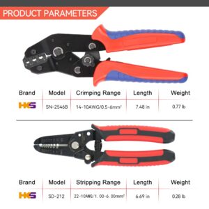 HKS Solar PV Panel Crimping Tool Kit with Crimper Stripper and 8 Pairs Solar connectors and 1Pair Solar Connector Spanner Wrench, Crimper Tool for Solar Cable AWG14-10,2.5/4/6mm²