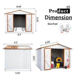 Rophefx Outdoor Storage Shed 5x3 FT Metal Sheds & Outdoor Storage Steel Garden Shed with Lockable Door Tool Storage Shed for Backyard, Patio, Lawn, White & Orange