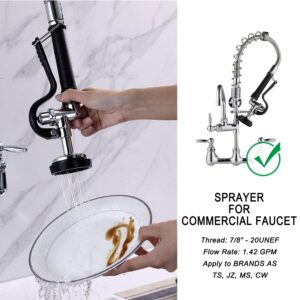 AGAHPAY Pre Rinse Sprayer with Longer Handle Replacement for All Brand Commercial Faucet with Spray Valve 1.42 GPM High Pressure Sprayer Nozzle with Stainless Steel Lock, Chrome, Black