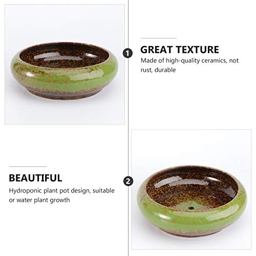 1PC Retro Large Round Succulent Planter Pots Hydroponic Ceramic Vessel with Hole Bonsai Planter Bowl Plant Container