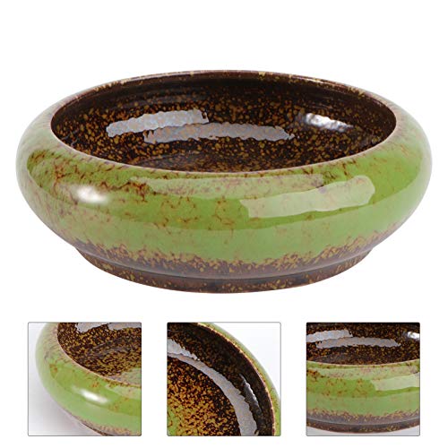 1PC Retro Large Round Succulent Planter Pots Hydroponic Ceramic Vessel with Hole Bonsai Planter Bowl Plant Container