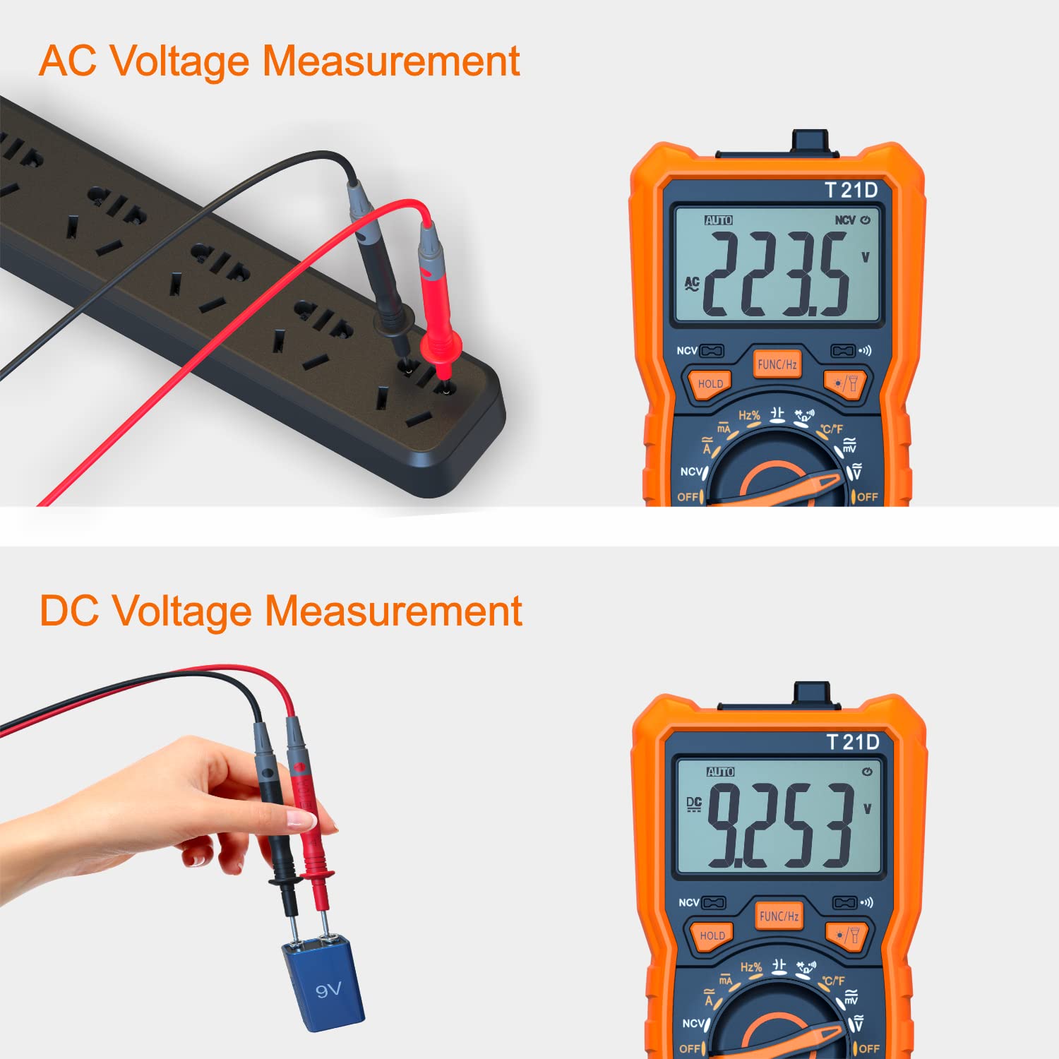 Auto-Ranging Digital Multimeter, TRMS 6000 Counts AC DC Voltmeter Ohm Volt Amp Meter, Electrical Multimeter Tester with NCV, Measure Capacitance Current Resistance Temp Continuity Diode Duty Cycle