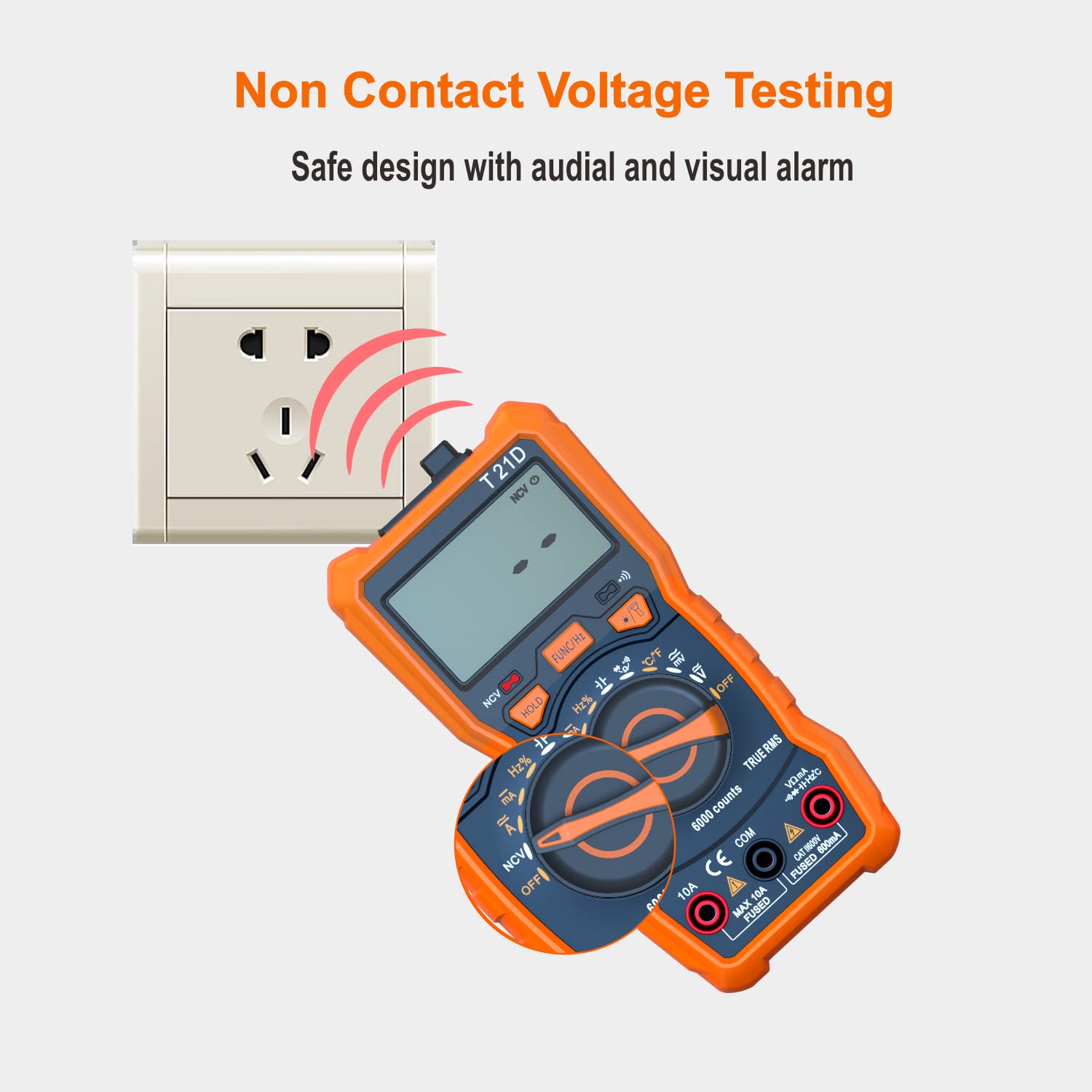 Auto-Ranging Digital Multimeter, TRMS 6000 Counts AC DC Voltmeter Ohm Volt Amp Meter, Electrical Multimeter Tester with NCV, Measure Capacitance Current Resistance Temp Continuity Diode Duty Cycle