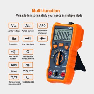 Auto-Ranging Digital Multimeter, TRMS 6000 Counts AC DC Voltmeter Ohm Volt Amp Meter, Electrical Multimeter Tester with NCV, Measure Capacitance Current Resistance Temp Continuity Diode Duty Cycle