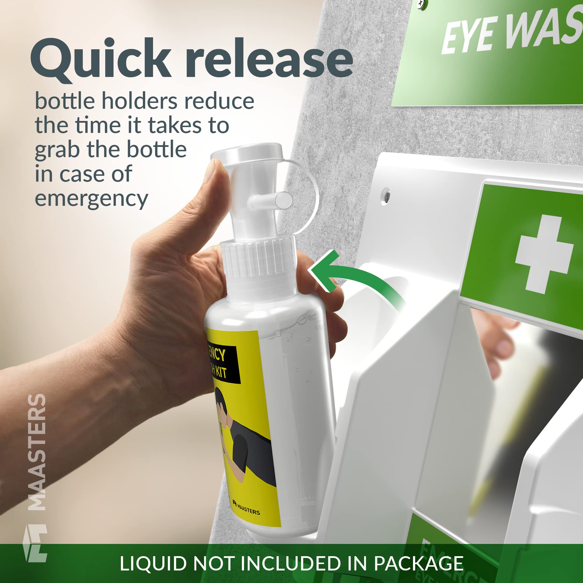 MAASTERS BPA Free Portable Eye Wash Station OSHA Approved - Wall-Mounted First Aid Eye Wash Kit w/Mirror & 2X 16oz Empty Bottles - No Eye Wash Solution Included - Emergency Eyewash