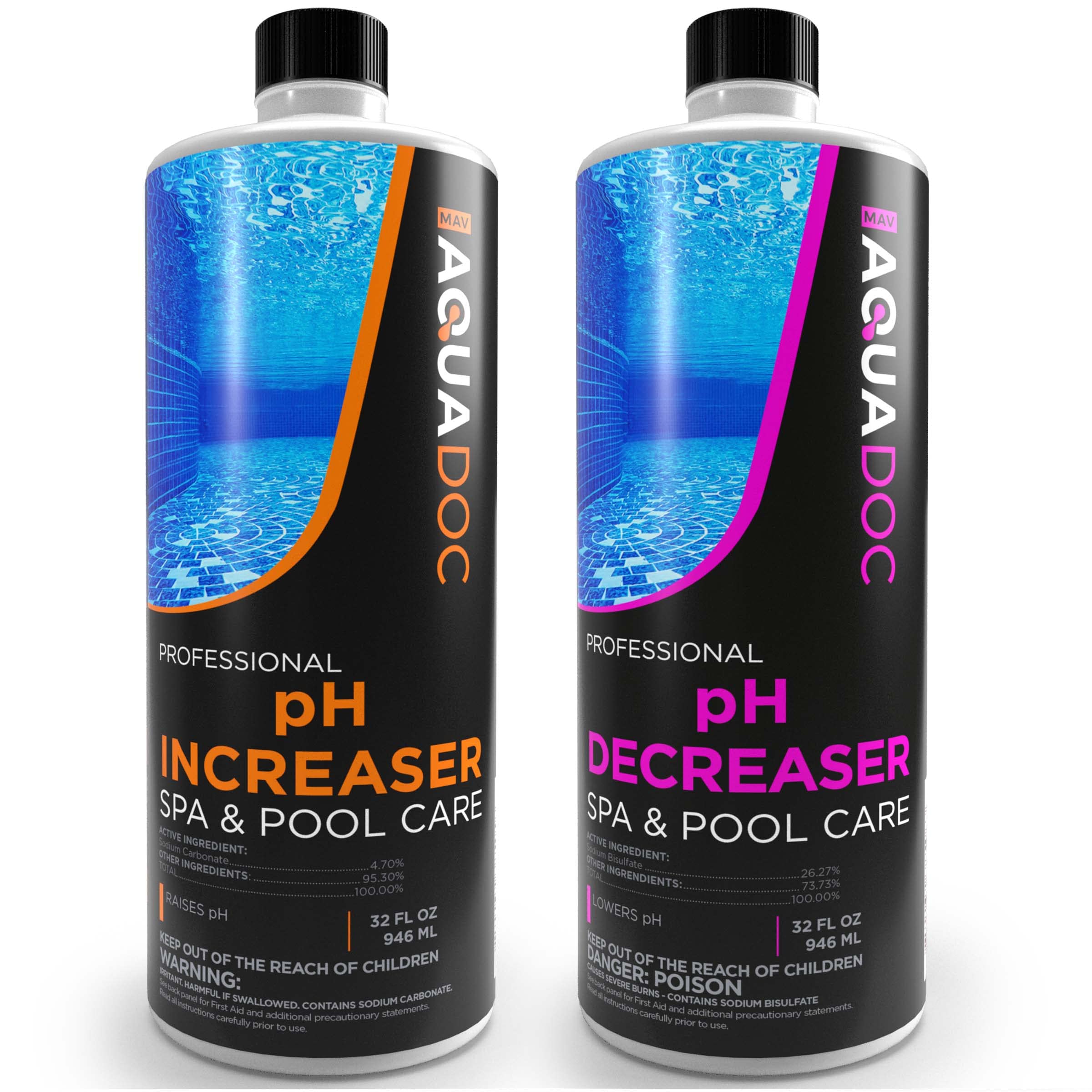 AquaDoc pH Increaser & Decreaser for Hot Tub - pH Up and Down for Hot Tub Spa - Balance Your pH Up and Down Levels - Adjust pH Levels for Indoor & Outdoor Hot Tub Maintenance