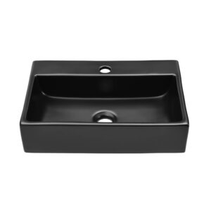 claire 20 rectangle ceramic vessel sink, matte black