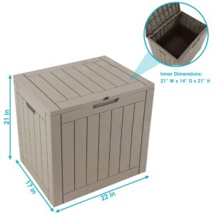 Sunnydaze 32-Gallon Faux Wood Design Outdoor Deck Box - Lockable Lid and Side Handles - Driftwood