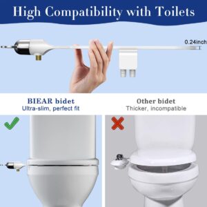 Bidet Toilet Seat Attachment Ultra Slim Bidet With Self Cleaning Dual Nozzle Adjustable Water Non Electric Bidet Fresh Water Spray for Sanitary and Feminine Wash