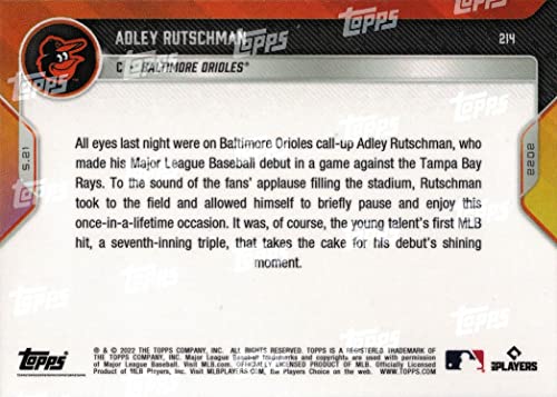 2022 Topps Now Baseball #214 Adley Rutschman Pre-Rookie Card - Triples in MLB Debut