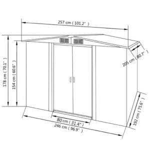 FAMIROSA Garden Storage Shed Double Sliding Doors Outdoor Tood Shed Patio Lawn Care Equipment Pool Supplies Organizer Storage Cabinet Backyard Garden Shed Tool Sheds Gray 101.2 x 80.7 x 70.1 inch