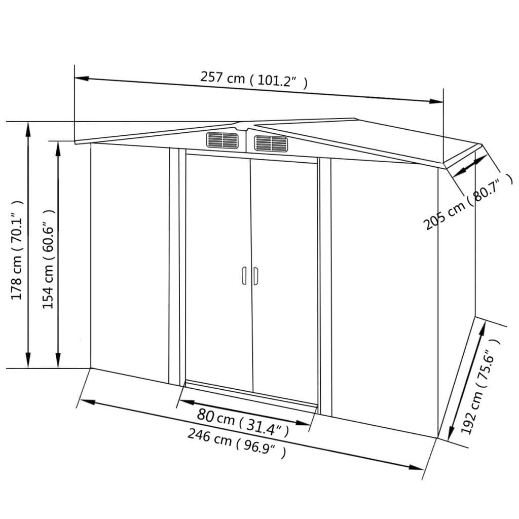 FAMIROSA Garden Storage Shed Double Sliding Doors Outdoor Tood Shed Patio Lawn Care Equipment Pool Supplies Organizer Storage Cabinet Backyard Garden Shed Tool Sheds Gray 101.2 x 80.7 x 70.1 inch