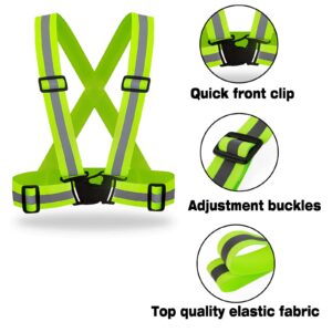 DUSKCOVE 2 Pack Hi Vis Safety Vests - Adjustable Bright Neon Color High Visibility Reflective Safety Straps Gear for Traffic Control, Running, Cycling