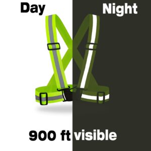 DUSKCOVE 2 Pack Hi Vis Safety Vests - Adjustable Bright Neon Color High Visibility Reflective Safety Straps Gear for Traffic Control, Running, Cycling