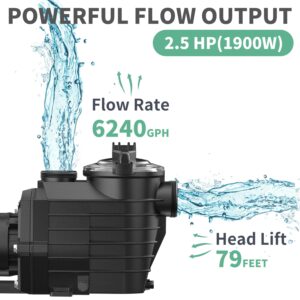 Pipopa 2.5hp Inground Pool Pump | 2-Speed Control | 6240GPH Flow | 79ft Head Lift | Swimming Pool Pump for Inground Pools | 230V AC 60HZ