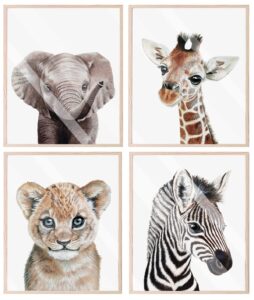 safari nursery decor, baby safari nursery decor, nursery wall decor, nursery safari decor nursery, baby decor, jungle decor, nursery wall art, baby wall decor, jungle nursery decor set of 4, 8"x10"