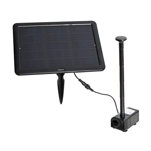 Hybrid Solar Water Pump. Smart Tech Ensures Longer Pumping Hours: 3 Hours Lightning after Sunset. 6W Solar Panel, 4 Types Nozzles, Water Fountain for Garden, Ponds, Pool, Fish Tank, Aquarium.