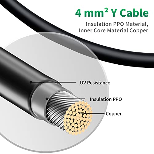 Solar Y Connector 12AWG Solar Panel Y Cable,4 mm²1 Pair Solar Panel Parallel Connectors 1 to 4 Solar Connector Solar Cable Wire Plug Tool Kit for Solar Panel