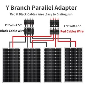 Solar Y Connector 12AWG Solar Panel Y Cable,4 mm²1 Pair Solar Panel Parallel Connectors 1 to 4 Solar Connector Solar Cable Wire Plug Tool Kit for Solar Panel