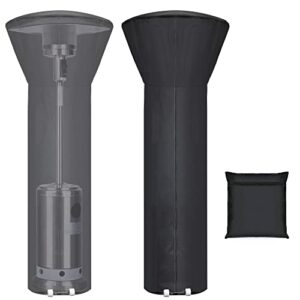 hayenda patio heater covers, outdoor heater cover with zipper and storage bag waterproof covers for standing heater, black 89”hx33”dx19”b