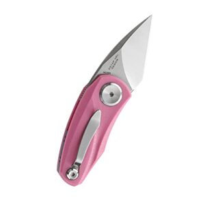 BESTECH KNIVES Pink Folding Pocket Knife: 1.53" 14C28N Steel Stain Stonewash Tanto Blade, G10 Handle, Front Flipper Liner Lock, EDC Gift for Wife Mother Sister (BG38E Pink)