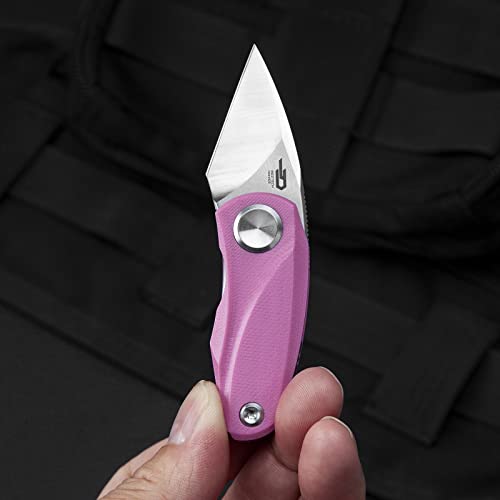 BESTECH KNIVES Pink Folding Pocket Knife: 1.53" 14C28N Steel Stain Stonewash Tanto Blade, G10 Handle, Front Flipper Liner Lock, EDC Gift for Wife Mother Sister (BG38E Pink)