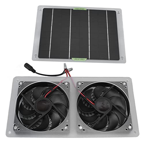 Solar Fan, Solar Panel Fan Kit, 100W 12V Waterproof Dual Exhaust Fan Solar Powered Fan for Small Chicken Coops, Greenhouses, Sheds, Pet Houses, Solar Ventilation Fan Solar Exhaust Fan