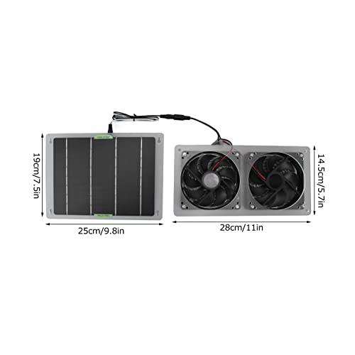 Solar Fan, Solar Panel Fan Kit, 100W 12V Waterproof Dual Exhaust Fan Solar Powered Fan for Small Chicken Coops, Greenhouses, Sheds, Pet Houses, Solar Ventilation Fan Solar Exhaust Fan