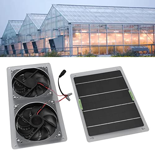 Solar Fan, Solar Panel Fan Kit, 100W 12V Waterproof Dual Exhaust Fan Solar Powered Fan for Small Chicken Coops, Greenhouses, Sheds, Pet Houses, Solar Ventilation Fan Solar Exhaust Fan