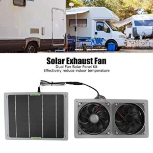 Solar Fan, Solar Panel Fan Kit, 100W 12V Waterproof Dual Exhaust Fan Solar Powered Fan for Small Chicken Coops, Greenhouses, Sheds, Pet Houses, Solar Ventilation Fan Solar Exhaust Fan