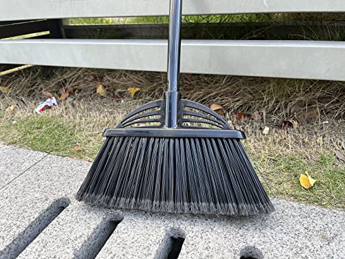 Xifando Four-Section Rod Long-Handled Broom,Heavy-Duty Broom, Angle Broom for Outdoor/Indoor（Black+Blue）