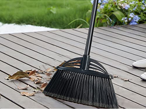 Xifando Four-Section Rod Long-Handled Broom,Heavy-Duty Broom, Angle Broom for Outdoor/Indoor（Black+Blue）