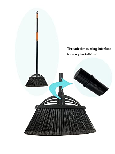 Xifando Four-Section Rod Long-Handled Broom,Heavy-Duty Broom, Angle Broom for Outdoor/Indoor（Black+Blue）