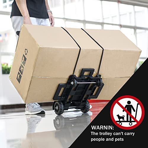 ZHJINGYU Folding Hand Truck,Foldable Utility cart with 4 Wheels & 2 Elastic Ropes,Foldable Dolly cart,Backpack Trolley,Luggage Platform Truck,Travel,Moving,Shopping,Small,Lightweight for Women